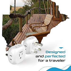 Ceptics South Africa Travel Plug Adapter South Africa Power Adapter Charger 4 Input - USA to Any Type M Countries Such as Botswana, Namibia and More - 2 Pack (PT-10L), White (PT-10L-2PK)