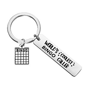 WSNANG Funny Bingo Player Gift World's Coolest Bingo Caller Keychain Bingo Winner Gift Bingo Lover Gift (Bingo Caller KC)