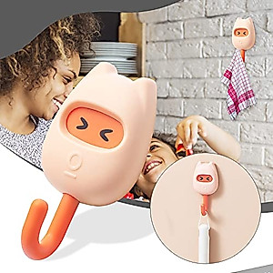 GILIGEGE Immutable Face Hook Kitchen Storage Wall Hanging Punch No T Race Hanger Strong Glue Hook Small 6pc Bench Cookie Plus (Blue, One Size)