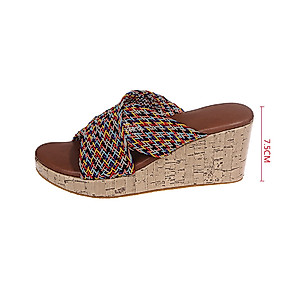 Bravetoshop Womens Comfort Wedge Slide Sandals Slip On Platform Slippers High Heel Beach Sandal Shoes (Red,11 US)