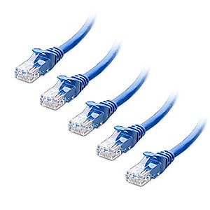 Cable Matters 10Gbps 5-Pack Snagless Short Cat 6 Ethernet Cable 5 ft (Cat 6 Cable, Cat6 Cable, Internet Cable, Network Cable) in Blue