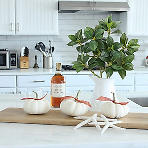 HO2NLE 2 PCS Artificial Shrubs Plants Real Touch Fake Green Leaves Stems Silk Greenery for Floral Arrangements Indoor Outdoor Table Centerpieces Garden Office Home Patio Yard