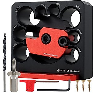 Generic Dowel Maker Jig Kit, Imperial 5/16-3/4inch Adjustable Drill Milling Dowel Round Rod Auxiliary Tool, Aluminum Alloy Dowel Round Rod Sticks Maker Jig with 8 Holes (B), IUHE3