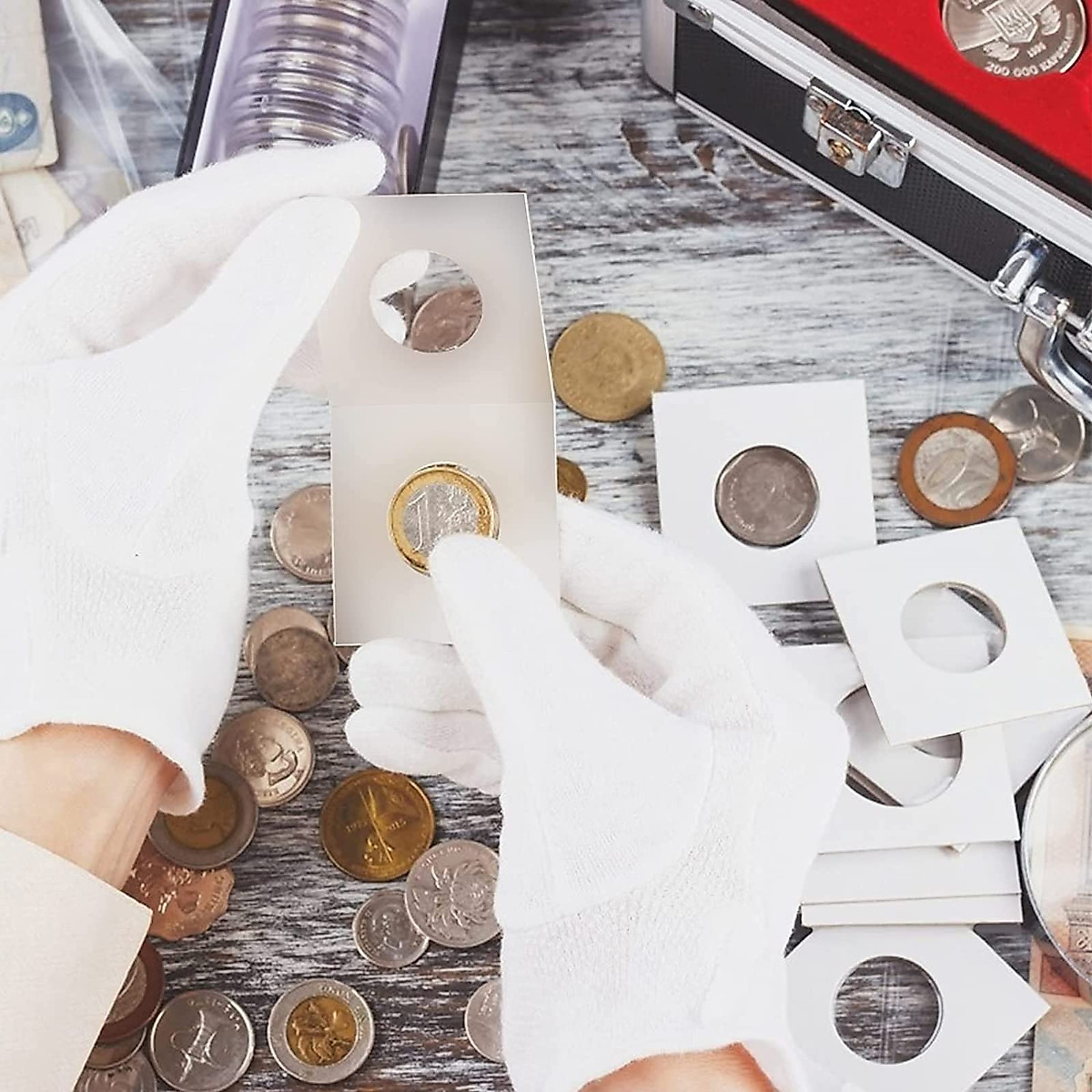 500 Cardboard Coin Holder for Collectors with 25 Sheets Coin Pocket Pages, 500 Pockets Coin Collecting Book Sleeves Protectors Storage and 10 Size 2" x 2" Currency Holders for Coin Collection Supplies