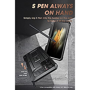 SUPCASE UB Pro Series Case for Samsung Galaxy S21 Ultra 5G(2021 Release) Without Built-in Screen Protector, Full-Body Dual Layer Rugged Holster & Kickstand Case with S Pen Slot (Black)