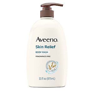 Aveeno Skin Relief Fragrance-Free Body Wash with Oat to Soothe Dry Itchy Skin, Gentle, Soap-Free & Dye-Free for Sensitive Skin, 33 fl. Oz