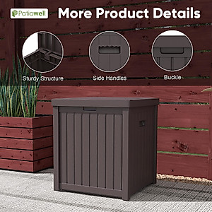 Patiowell 51 Gallon Resin Medium Deck Box, Outdoor Lightweight Storage Container for Patio Furniture, Pool Accessories, Toys, Garden Tools and Sports Equipment, Brown