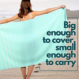 PAMUKLU Cloud Oversized Beach Towel - Sand-Resistant, Quick Drying, Compact, Soft and Absorbent - 100% Organic Turkish Cotton - for Pool, Yoga, Travel, Outdoor Adventures, and Gifts (Blue S)