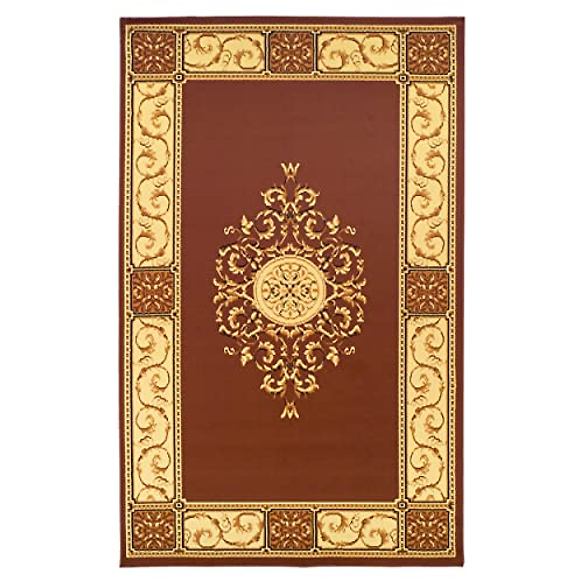 Superior Elegant Medallion Collection 5' x 8' Area Rug, Attractive Rug with Jute Backing, Durable and Beautiful Woven Structure, Floral Medallion Rug with Broad Border - Toffee