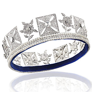 YOVECATHOU Retro Rhinestone Pearl King Queen Crown Full Circle Crown Wedding Headdress For Birthday Party Prom Cosplay (With Flannelette)