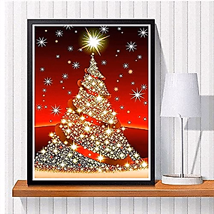 EKOVCO Didmond Painting Kits for Adults, DIY 5D Diamond Art Christmas Tree Picture, Full Drill Reinhstone Stocking Stuffers Christmas Gift for Women Kids Grils Friends Home Wall Decor 12x16 inch