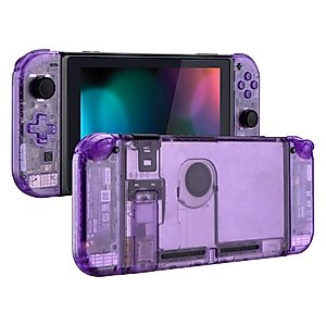 eXtremeRate Back Plate for Nintendo Switch Console, NS Joycon Housing Shell (D-Pad Version) with Full Set Buttons, DIY Replacement Shell for Nintendo Switch - Clear Atomic Purple