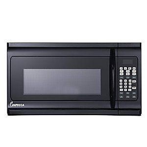 Impecca OM-1600K 1.6 cu. ft. Over-the-Range 30” Microwave Oven 1000 Watts, with Surface Light, 2 Speed Vent System, Touch-pad Controls, Digital Clock, Timer, LED Display and Child Lock, Black