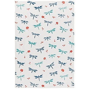 Now Designs Floursack Kitchen Towels Quick Dry Cotton Hand Towel Set, 3 Count, Dragonfly, 20 x 30 in