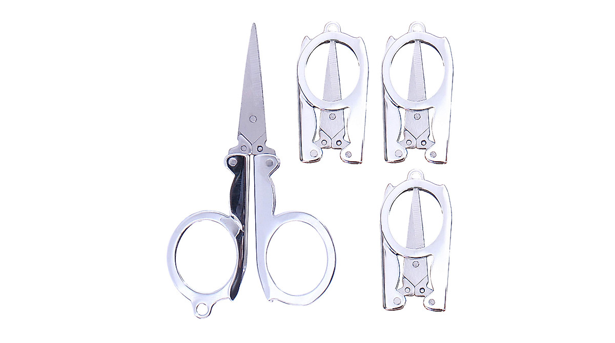 Foldable Mini Travel Scissors - Stainless Steel with Keychain