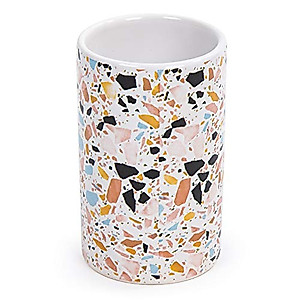 Bodico 3-Piece Marble Terrazzo Print Bathroom Accessory Set, 8 x 7 inches, Orange