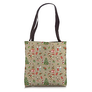 Vintage Bears and Bunnies Christmas Wrapping Paper Pattern Tote Bag