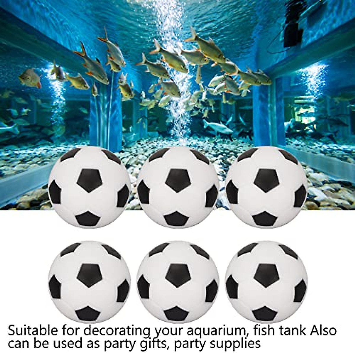 GLOGLOW Mini Soccer Aquarium Decoration, 10Pcs Fish Tank Soccer Decoration Lifelike Shape Floating Fish Tank Soccer Decoration for Aquarium Decoration (S)