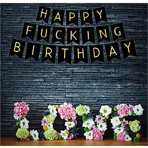 Fecedy Black Happy Fucking Birthday Bunting Banner