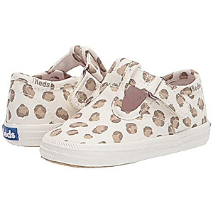 Keds baby girls Champion Lace Toe Cap T-strap Sneaker, Snow Leopard, 3 Infant US