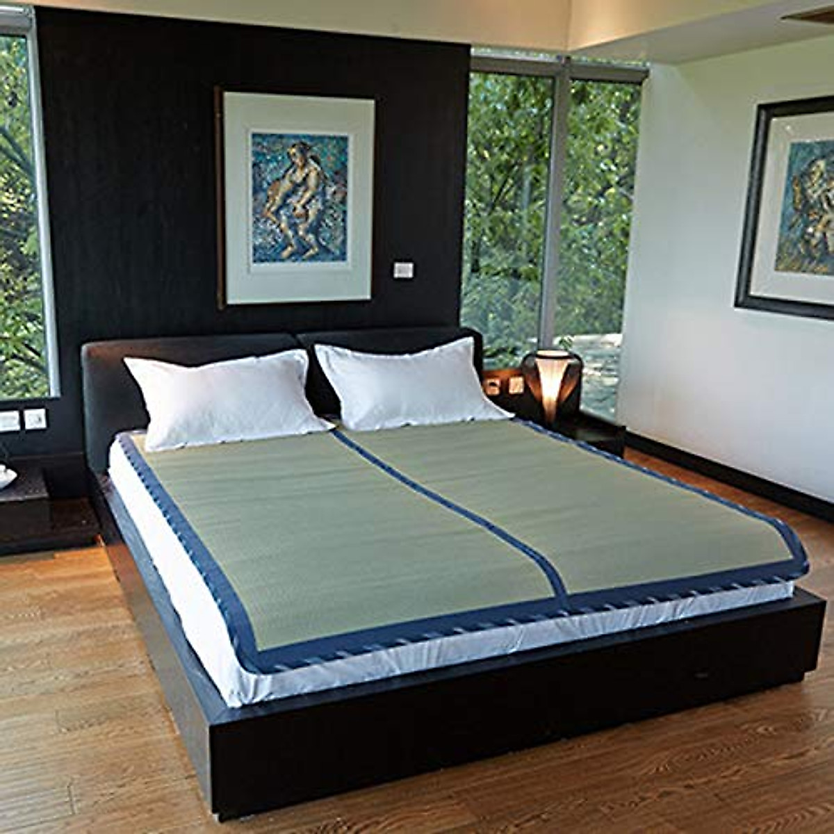 MIINA Japanese Traditional Igusa (Rush Grass) Tatami Mattress, Sleeping Mat, Japanese futon Mattress, Goza Mat (Full_XL, Natural) 59” X 79”