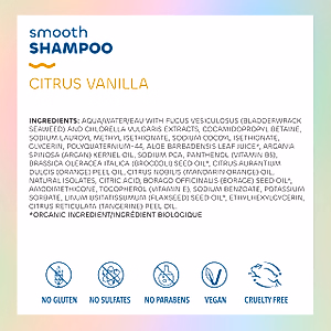 Seaweed Bath Co. Smooth Shampoo, Citrus Vanilla Scent, 12 Ounce, Sustainably Harvested Seaweed, Borage and Broccoli Seed Oils, For Curly and Frizzy Fine Hair