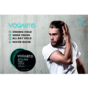 VOGARTE Hair Styling Aqua Wax for Men, Strong Hold & Shiny Finish, 3.52 oz