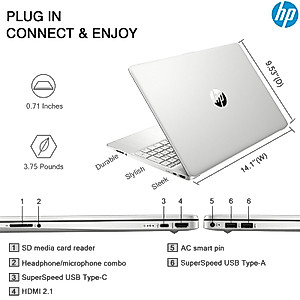 HP Laptop Computer, 15.6 Inch HD Touchscreen Display, 11th Gen Intel Core i3-1115G4(Beat i5-1035G4), 8GB RAM, 256GB SSD, Windows 11 Pro, Webcam, HDMI, WiFi 5, Silver, PCM