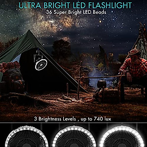 YONHISDAT Portable Camping Fan for Tents, 10000mAh Rechargeable Battery Fan, 8-inch Tent Fan with Foldable Handle for Camping Hiking Traveling