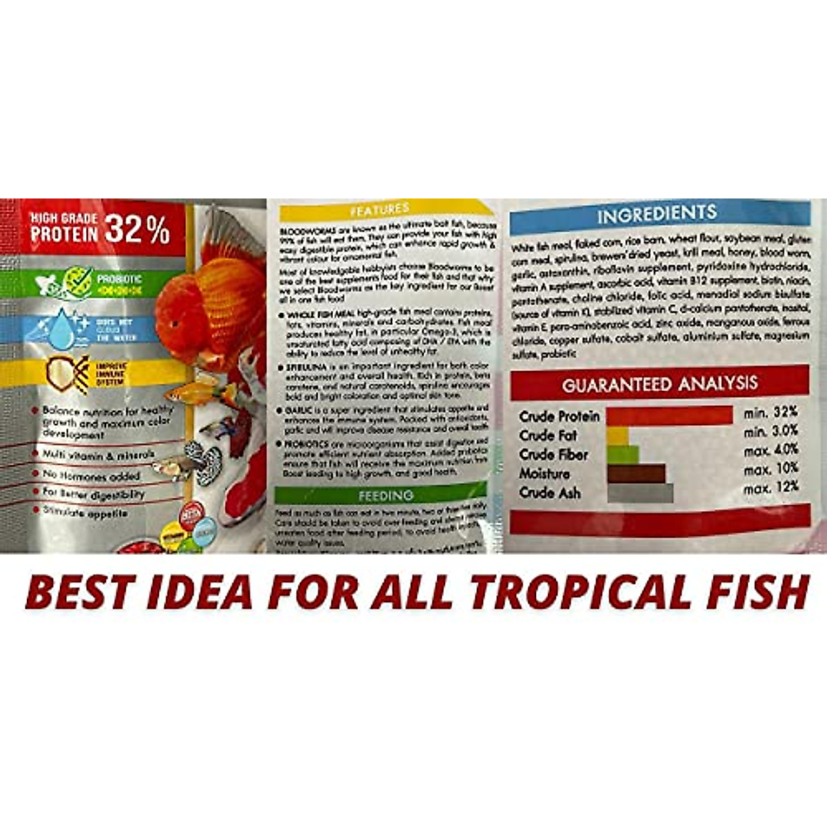 A.D.P. Fish Booster Bloodworm Honey 100 g. Goldfish Food & All Tropical Fish Food Small Floating Pellet Grow Faster & Color Enhancing High Protein 32% Aquarium Baby Fish Newborn Fry Fish Feed Care