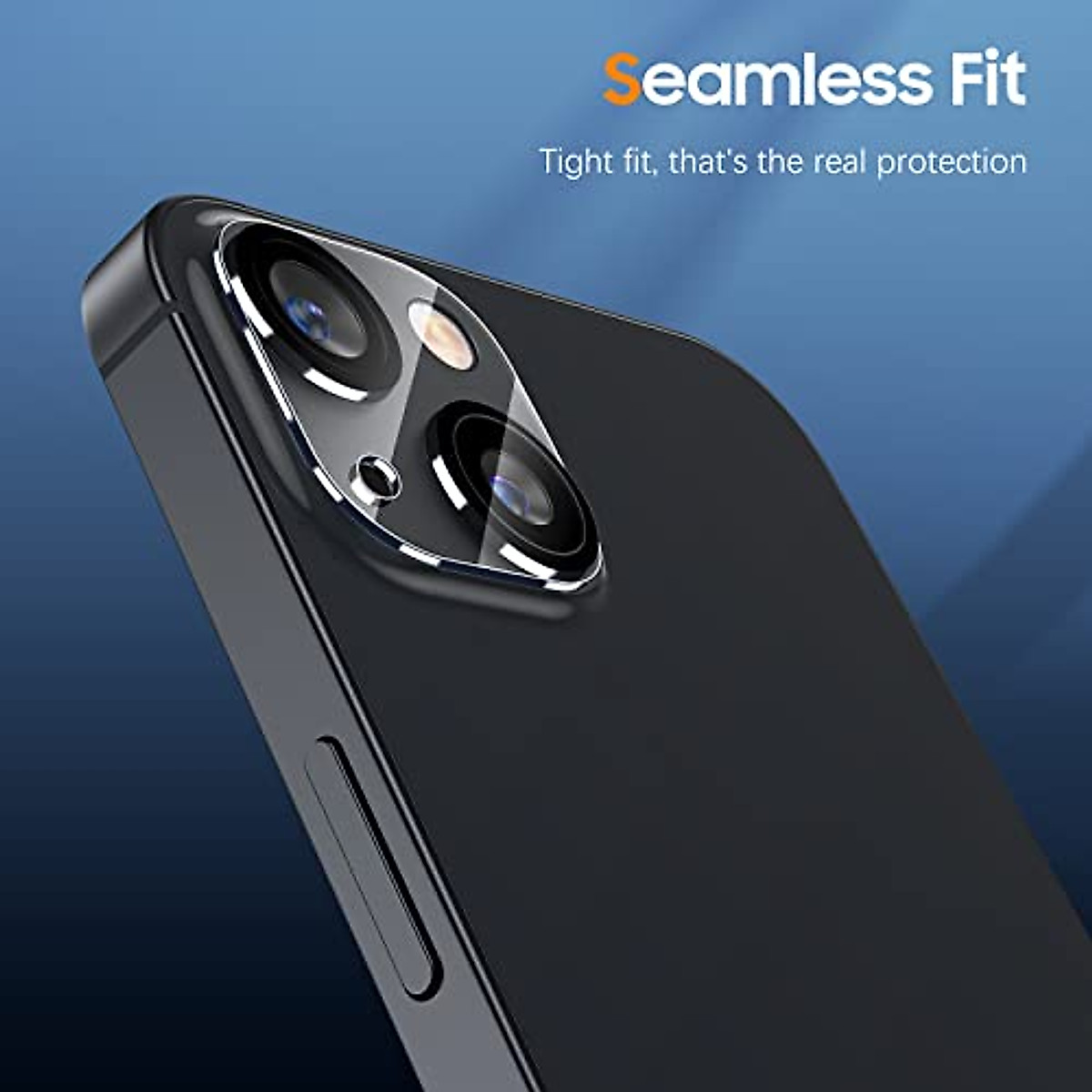 UniqueMe [3 Pack for iPhone 14 / iPhone 14 Plus Camera Lens Protector, [Not for iPhone 14 Pro/iPhone 14 Pro Max] Tempered Glass [Case Friendly][Scratch-Resistant][Night Shooting Mode]-Black