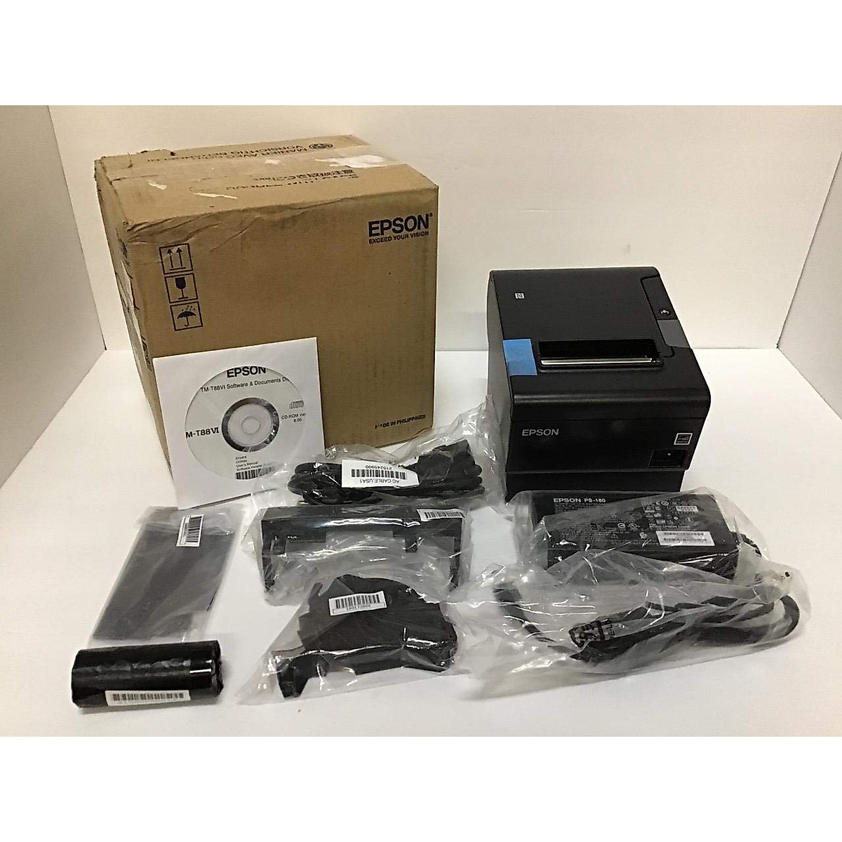 Epson C31CE94061 Epson, TM-T88VI, Thermal Receipt Printer, Epson Black, S01, Ethernet, USB and Serial Interfaces, Ps-180 Power Supply and Ac Cable