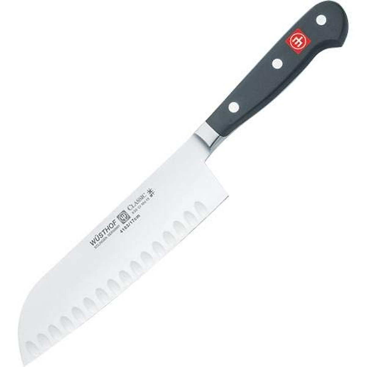 Wusthof 4183 Wusthof Classic Hollow Edge Santoku Knife 7, 7", Black