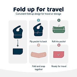 Tiny Twinkle Mess-Proof Baby Bib - Waterproof Bib for Baby Boy or Girl - Machine Washable - Adjustable Closure - PVC, BPA, & Phthalate Free - Great for Travel - Baby Food Bibs (3 Pack, Space)