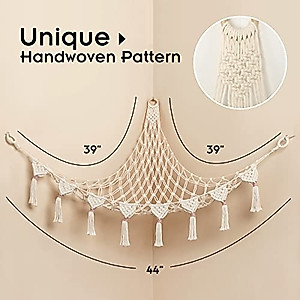 NIXX YU Stuffed Animal Net or Hammock, Macrame Toy Hammock Hanging Pet Net for Squishmallow Plushie Holder Teddy Bear Organizer Kids Room Storage Ideas (39"x39"x44")