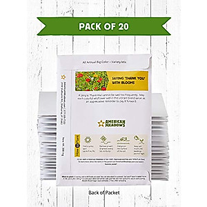 American Meadows Wildflower Seed Packets "Thank You Bunches" Party Favors (Pack of 20) - Express Gratitude with a Wildflower Seed Mix, Great Addition or Alternative to Thank You Cards
