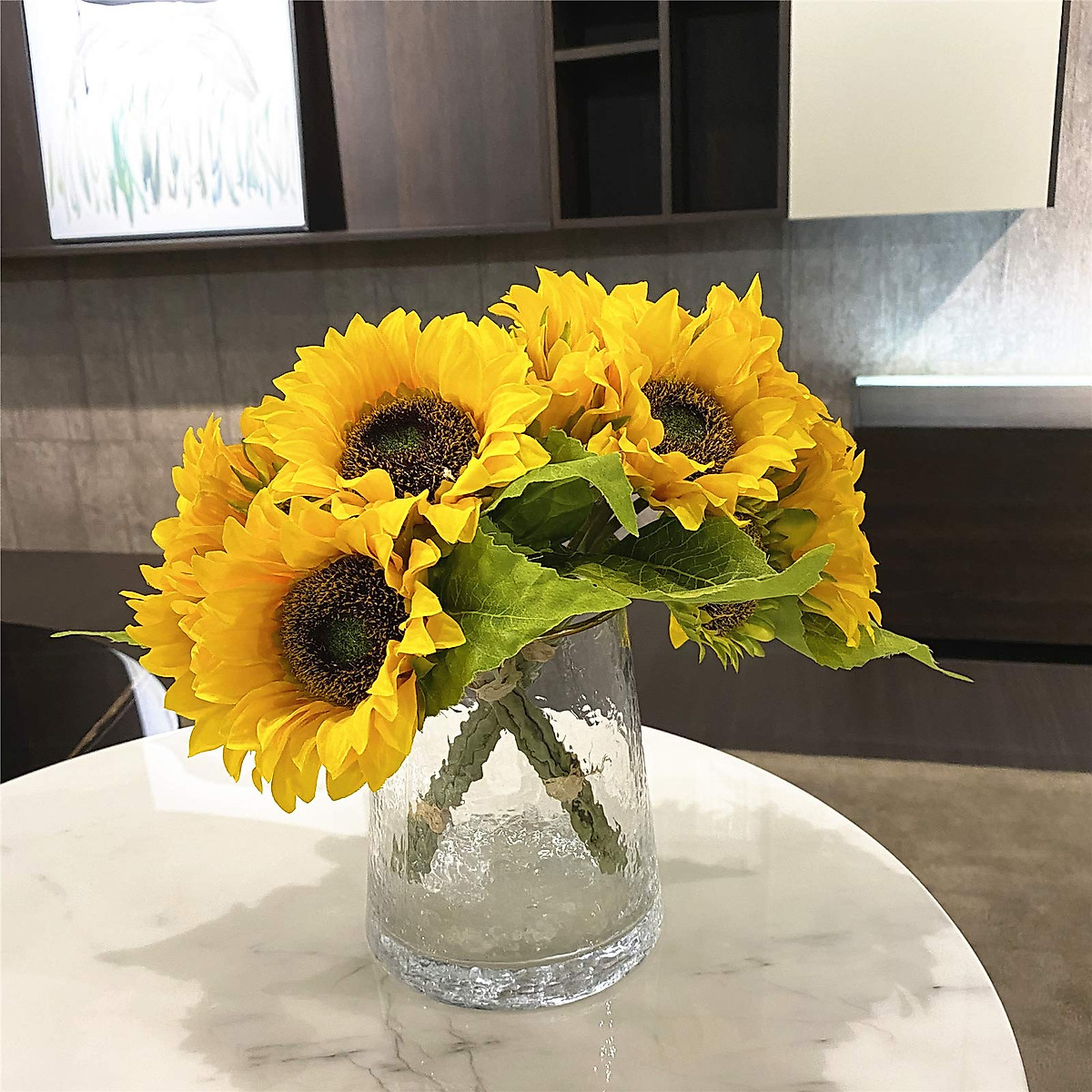 Decpro Artificial Sunflower Bouquets, 9 Heads Realistic Silk Sunflowers for Home Hotel Office Wedding Party Garden Decoration, DIY Floral Arrangement, Centerpieces(Pack of 2)