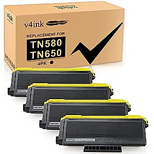 v4ink 4-Pack Compatible Toner Cartridge Replacement for Brother TN580 TN620 TN650 High-Yield work with HL-5240 HL-5250 HL-5340 HL-5370 MFC-8460 MFC-8480 MFC-8680 MFC-8690 MFC-8860 MFC-8890 Series