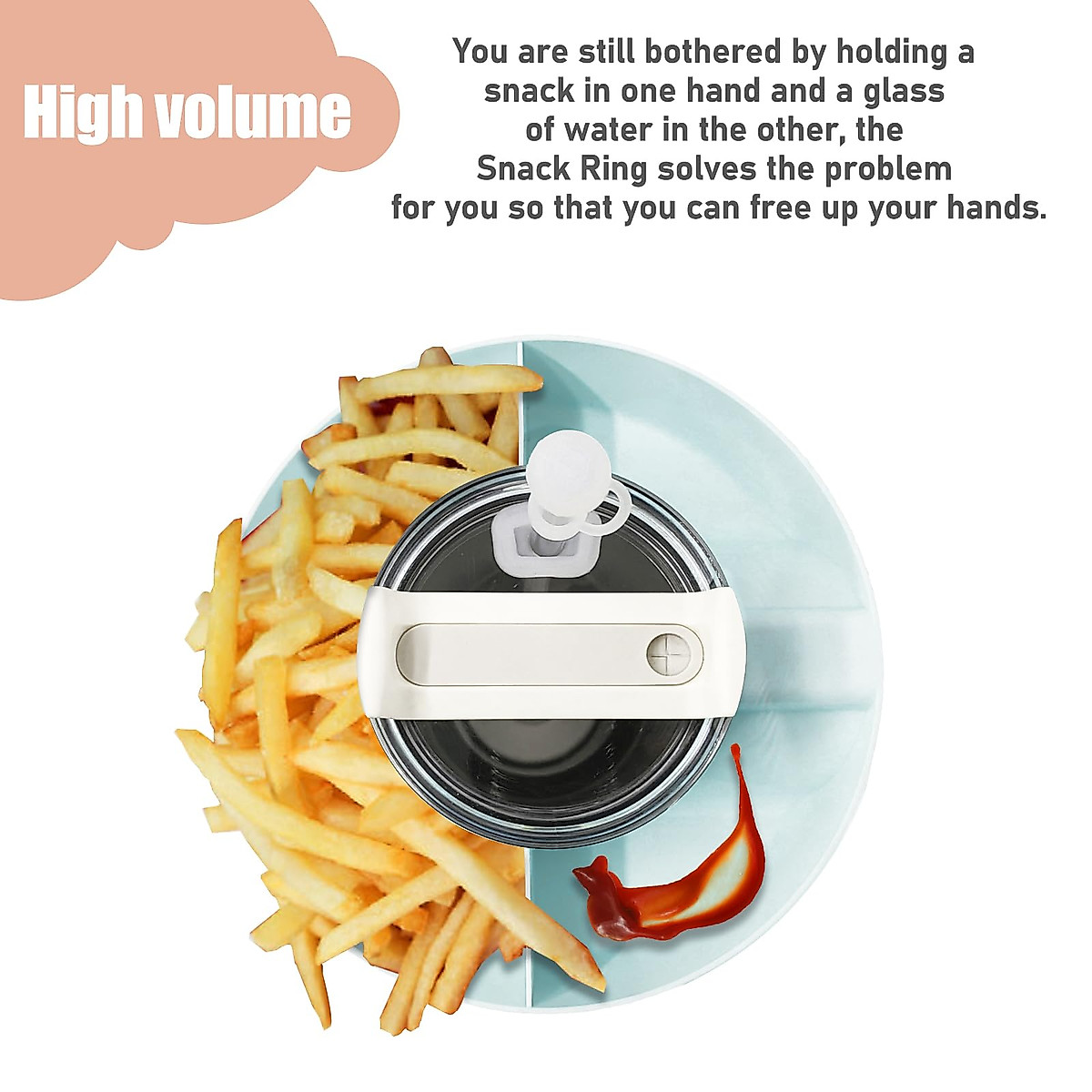 Snack Ring for 40 oz Tumbler with Handle, 4 Compartment Reusable Snack Platters for Quencher Adventure