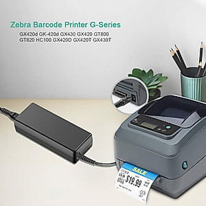 HKY 24V AC Charger Compatible with Zebra ZP550 ZP450 Barcode Printer G-Series GX420d Gk-420d GX430 GX420 GT800 GT820 HC100 GX420D GX420T GX430T Label Printer Power Supply Cord Plug Charger