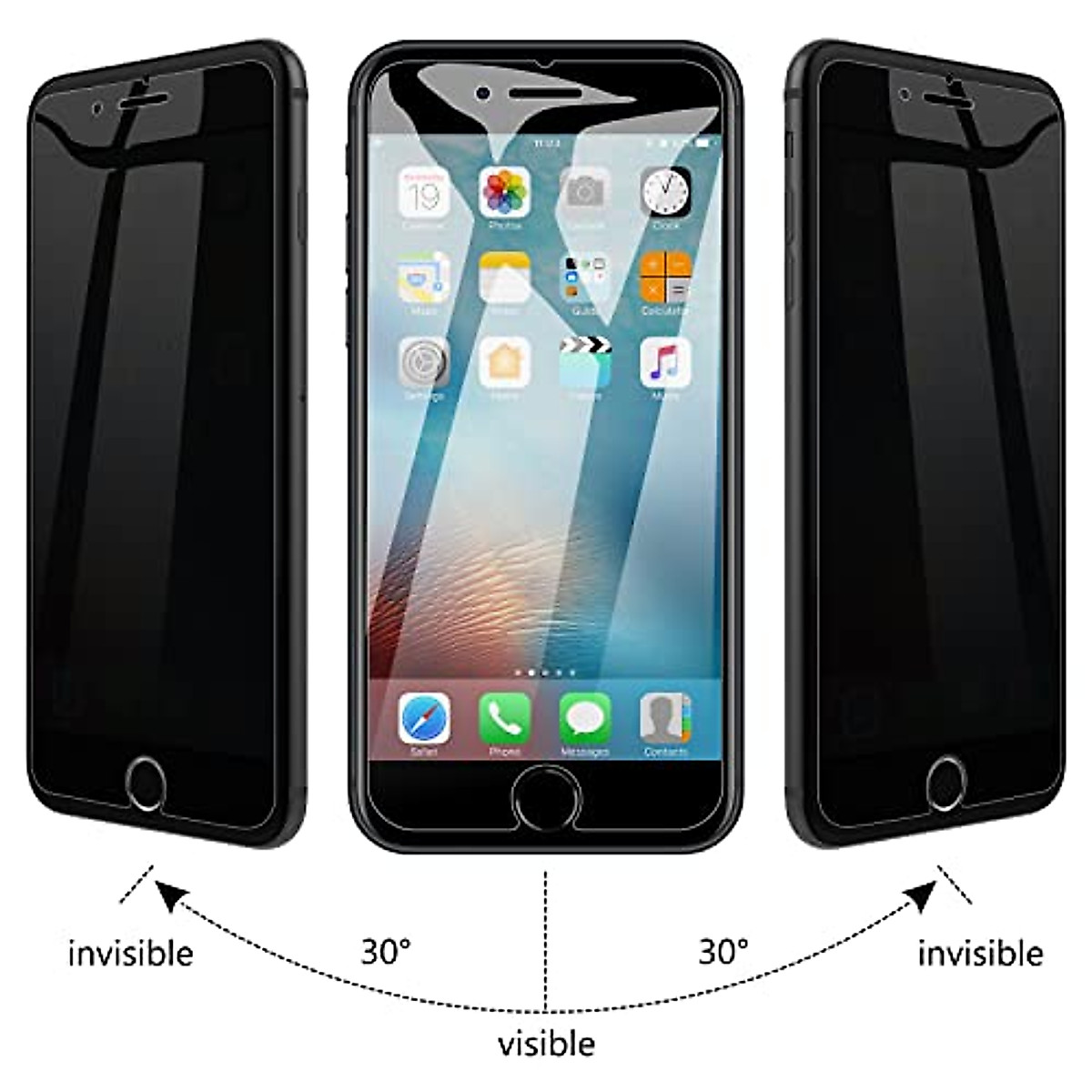 JETech Privacy Screen Protector for iPhone SE 3 (2022 3rd Edition) 4.7-Inch, Anti Spy Tempered Glass Film, Case Friendly, 2-Pack