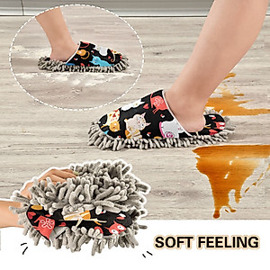 Colored Cats Mop Slippers Shoes Cover for Floor Cleaning Washable Dirty Hair Dust Cleaners Microfiber Mop Socks for Office Kitchen House