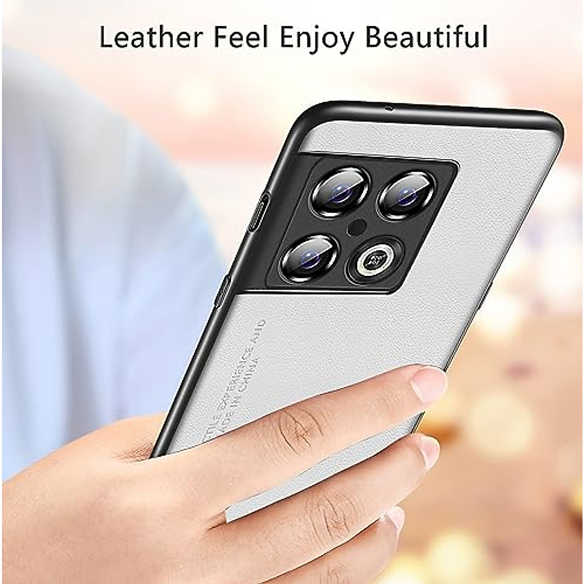 Puxssul for OnePlus 10 Pro 5G Case, Soft TPU Artificial Leather case,Extremely Light Ultra-Light Camera Protection Leather Cover Case for OnePlus 10 Pro 5G (White)