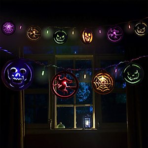 Halloween Decorations Outdoor, 10Pcs Hanging Skull Decor Halloween Lights Outdoor, 9.8ft Halloween Outdoor Lights String With 10 Lighting Modes, Halloween Docor for Outdoor, Indoor, Garden, Yard, Home