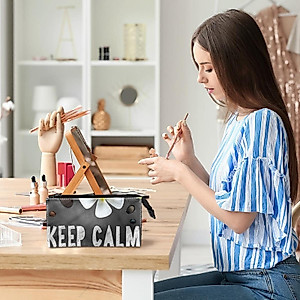 TBOUOBT Cosmetic Travel Bags, Makeup Case, Makeup Bag for Toiletries, Keep Calm Hawaiian Flower Stone Zen