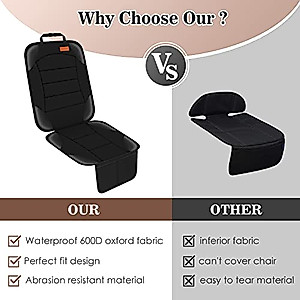 Siivton Car Seat Protector Seat Protector for Child Car Seat Seat Cushion for Leather and Fabric Seats, 2 Mesh Pockets, Non-Slip Backing, Carseat Protectors for Vehicles, Baby, Pets (2 Pack)