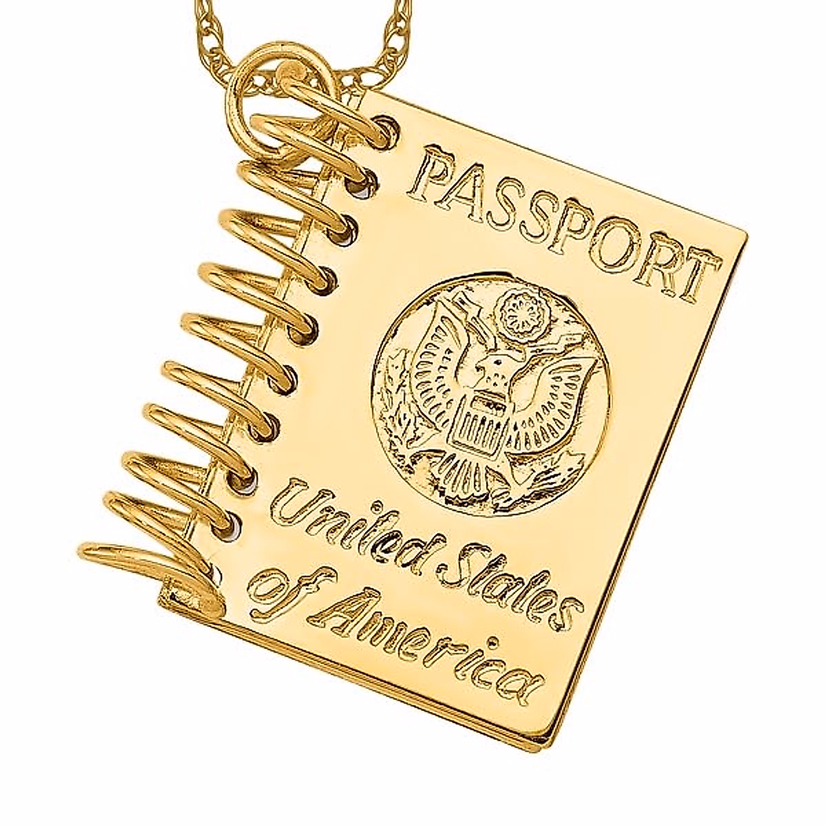 IceCarats 14K Yellow Gold Passport Necklace Charm Pendant Only