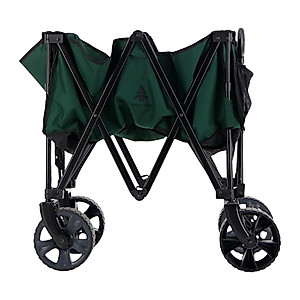 Woods Outdoor Collapsible Folding Garden Utility Wagon Cart w/ 225 Pound Capacity, 7 Cubic Feet of Storage for Camping, Beach, & Park, Green