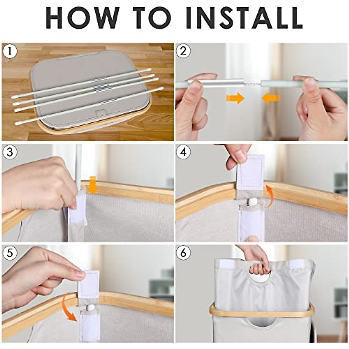 zzolee - Laundry Basket 140L with Lid, Extra Large Laundry Hamper with 3 Removable Liners (3 Compartments), Holds Up to A Week's Worth of Clothes for Family, 22x15x26 inch (Beige)