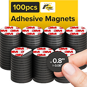 Adhesive Magnets for Crafts - 100 PCs Flexible Round Magnets with Adhesive Backing - Small Sticky Magnets - Magnetic Dots with Adhesive Back are Alternative to Magnetic Tape, Stickers and Strip